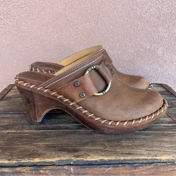 Frye | Shoes | Frye Brown Leather Clogsmules | Poshmark